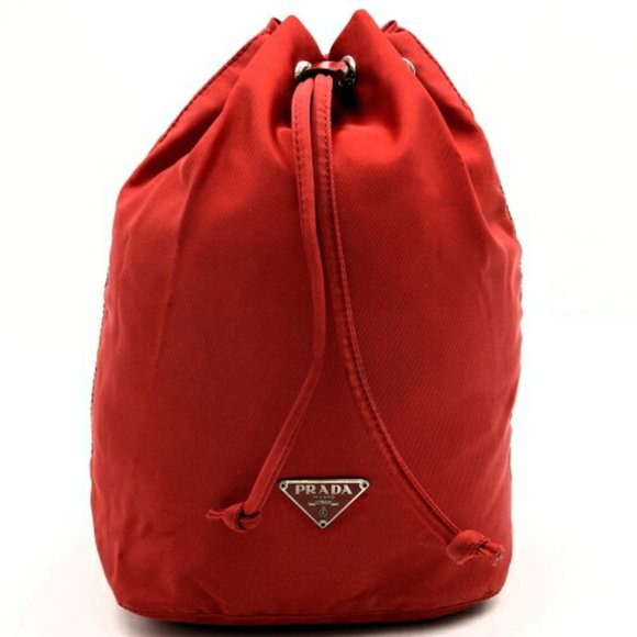 Prada | Bags | Prada Vanity Pouch Triangle Red Nylon Womens Prada ...
